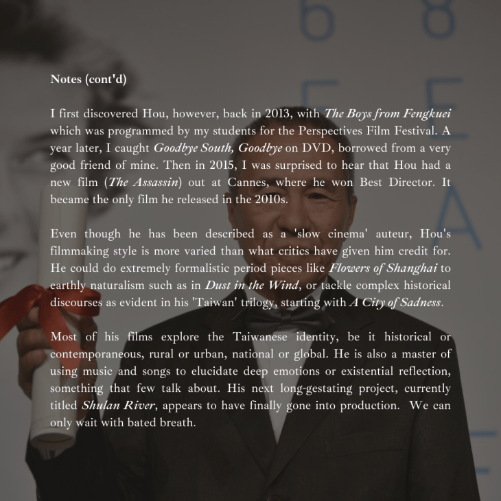 Exploring #5: Hou Hsiao-Hsien | Eternality Tan
